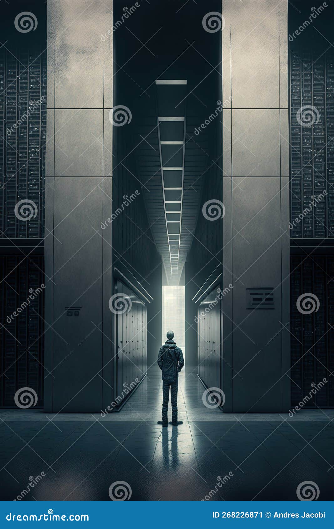 Suspicious Man With Unrecognizable Face Sitting In Dark Room While ...