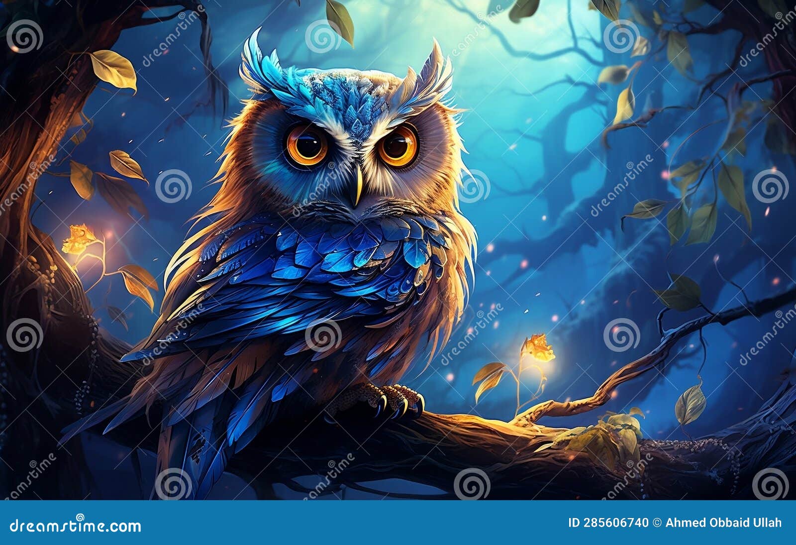 Suspicious Owl Standing on a Tree Branch, Generative Ai Stock ...