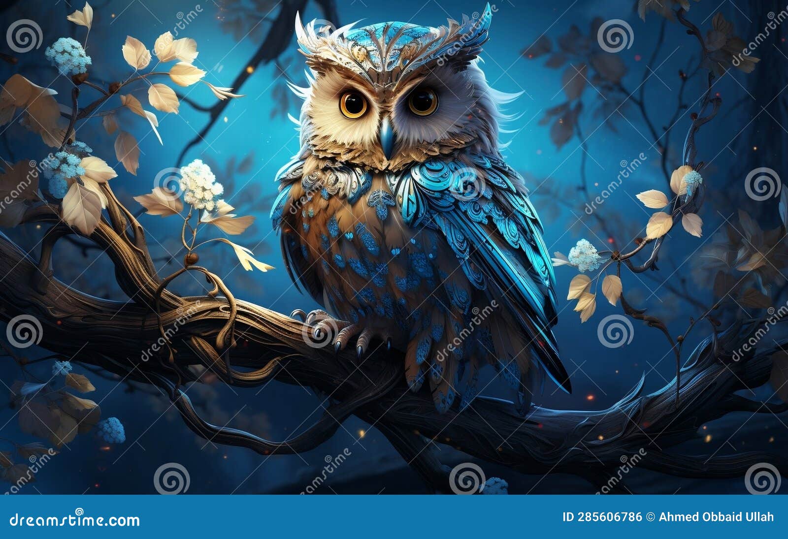 Suspicious Owl Standing on a Tree Branch, Generative Ai Stock ...
