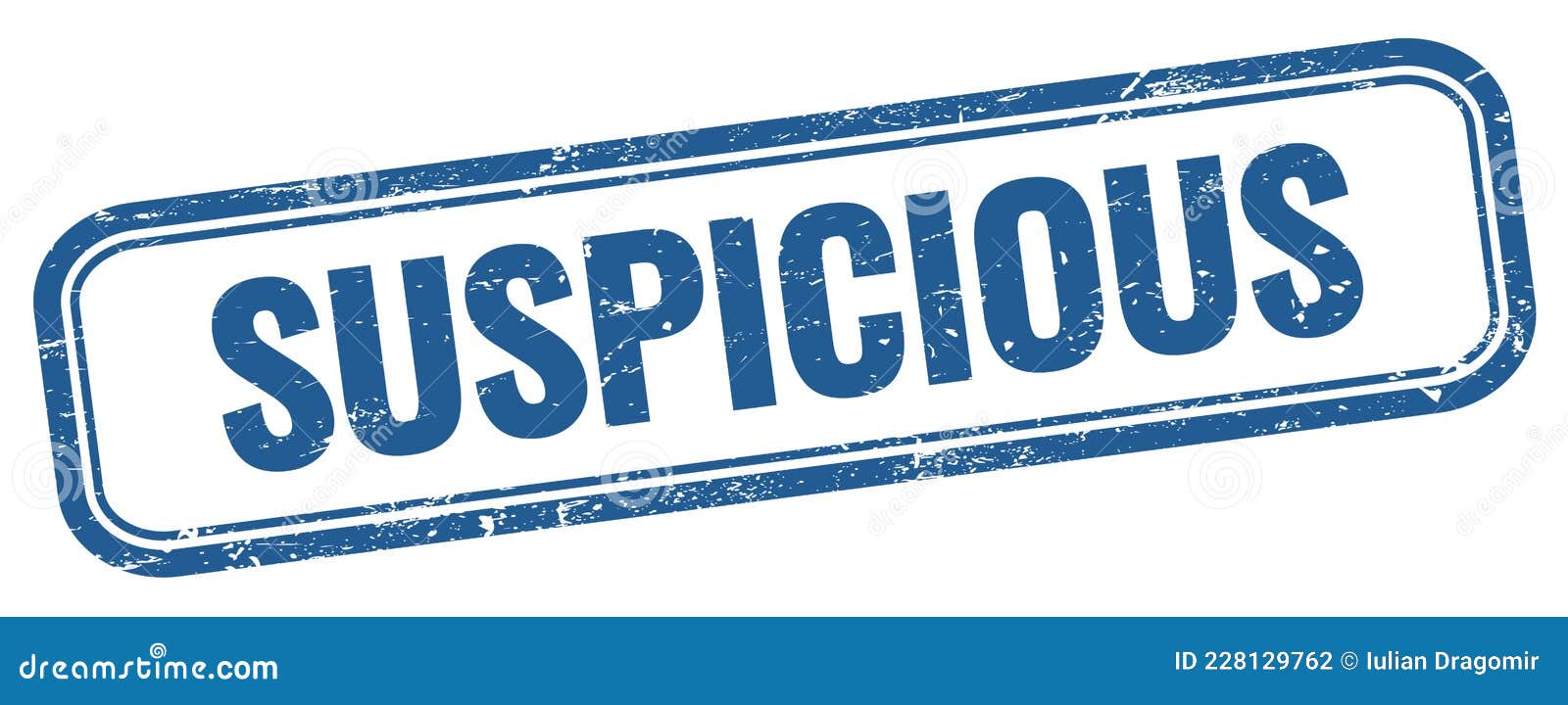 SUSPICIOUS Text on Blue Grungy Vintage Stamp Stock Illustration ...