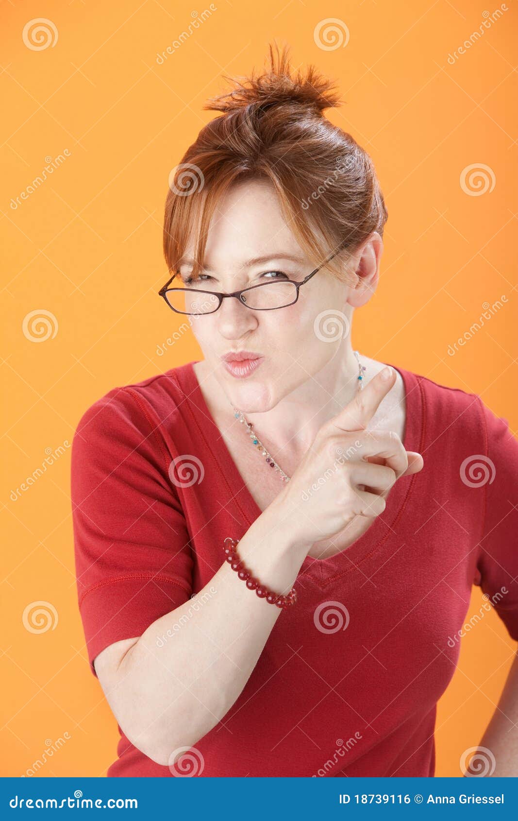 Suspicious Woman with Eyeglasses Stock Photo - Image of cute, shirt ...