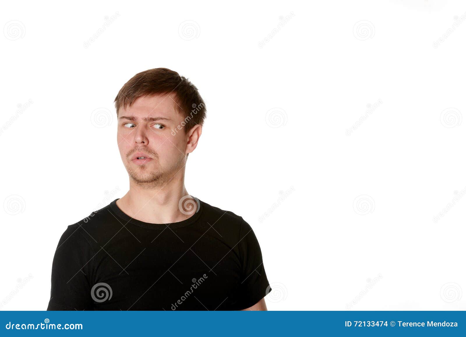 Suspicious Young Man with Light Beard, Isolated on White, with S Stock ...