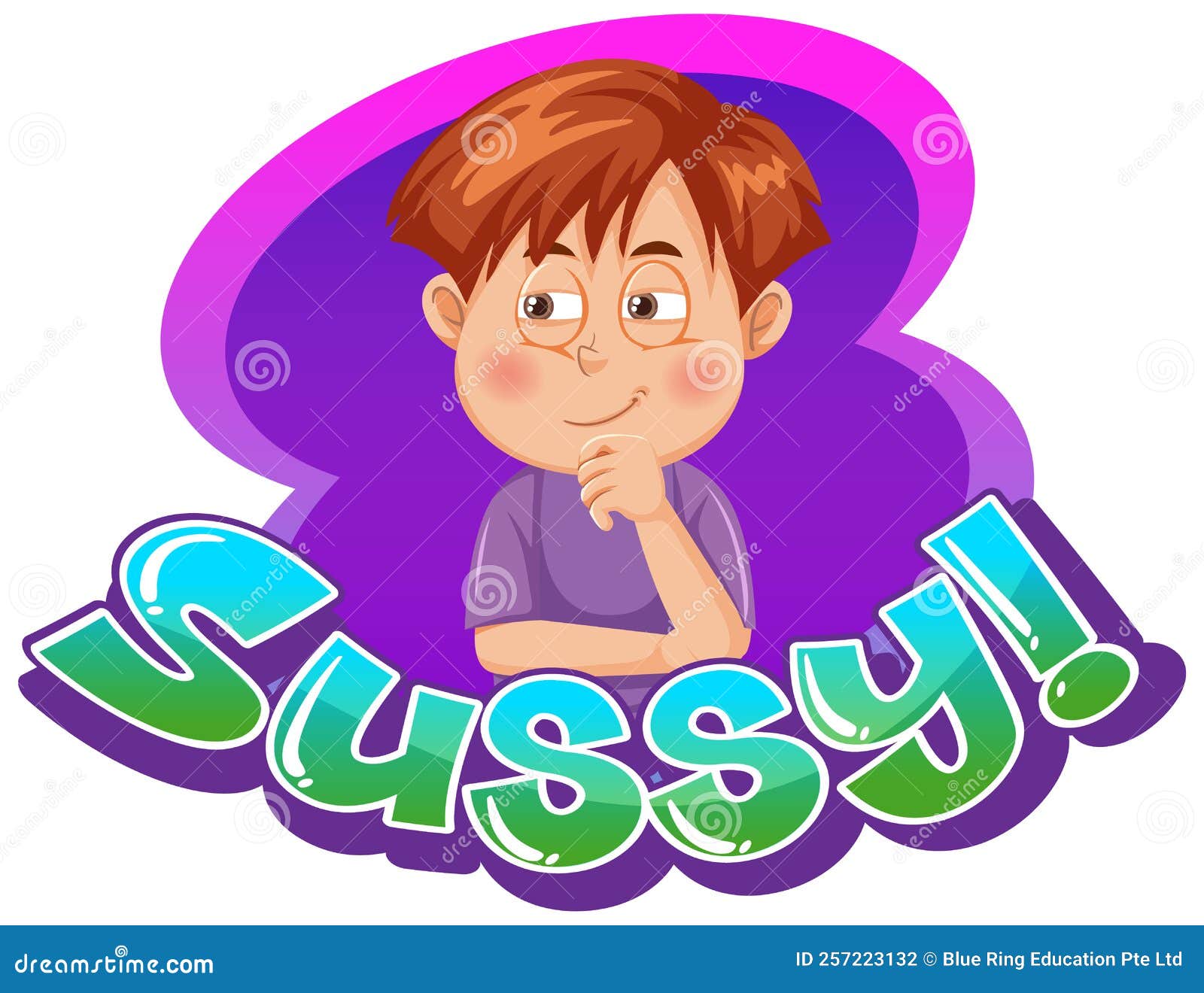 Sussy Text Word Banner Comic Style with Cartoon Character Expression ...