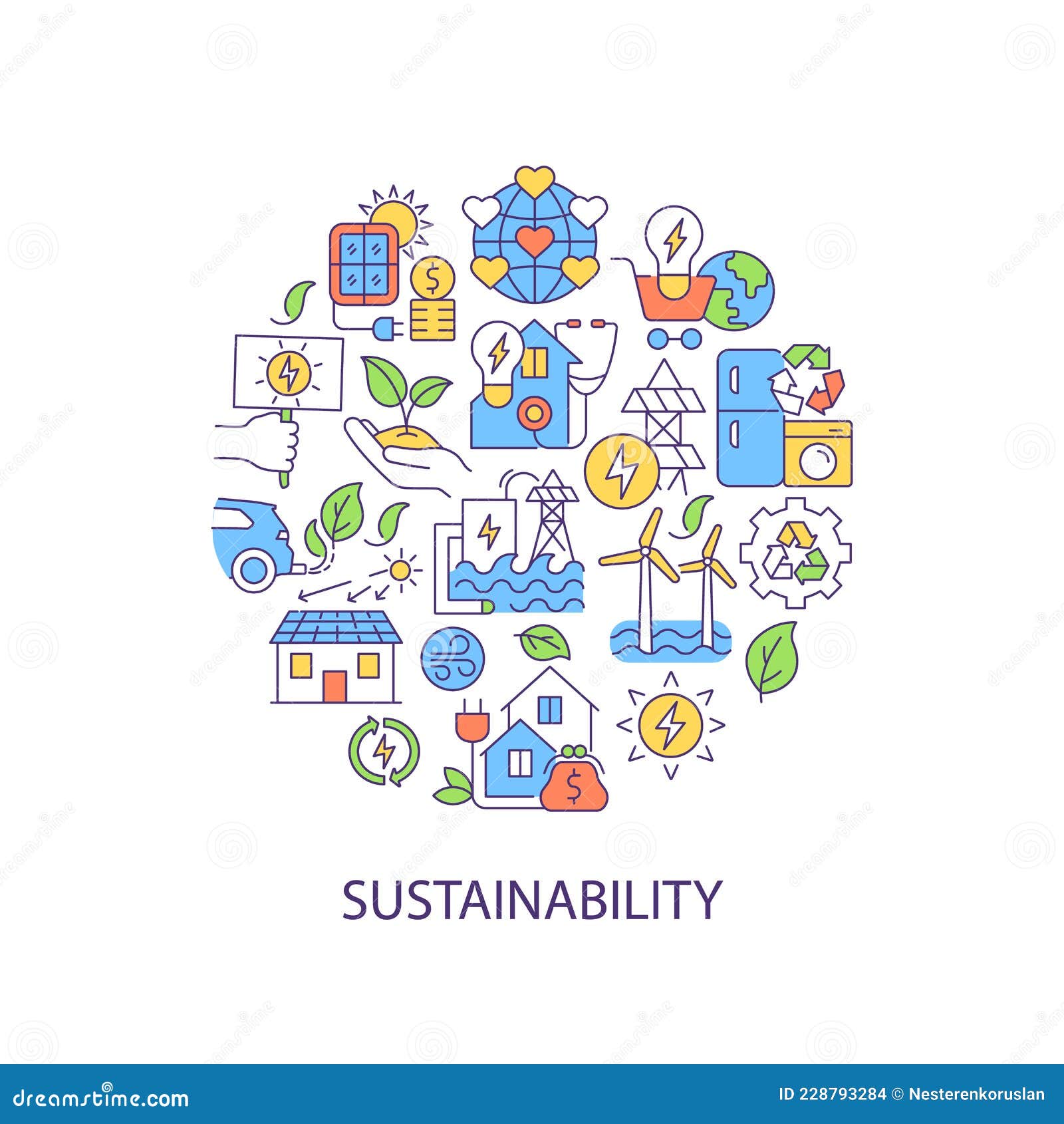 Sustainability Abstract Color Concept Layout with Headline Stock Vector ...
