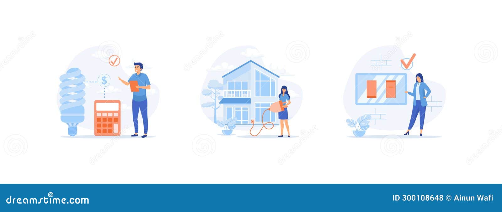 Sustainability Concept, Energy Consumption in Household. Characters ...