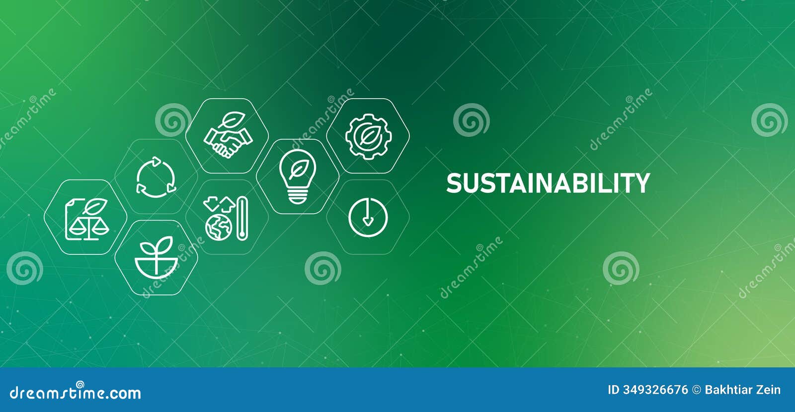 Sustainability Green Gradient Concept Web Header Illustration Icon for ...