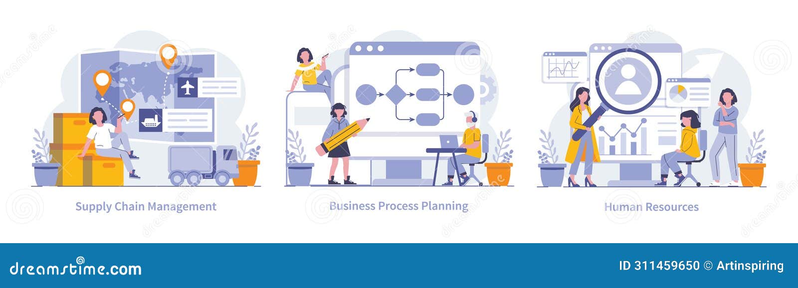 Sustainability And Operational Processes Concept. Flat Vector ...