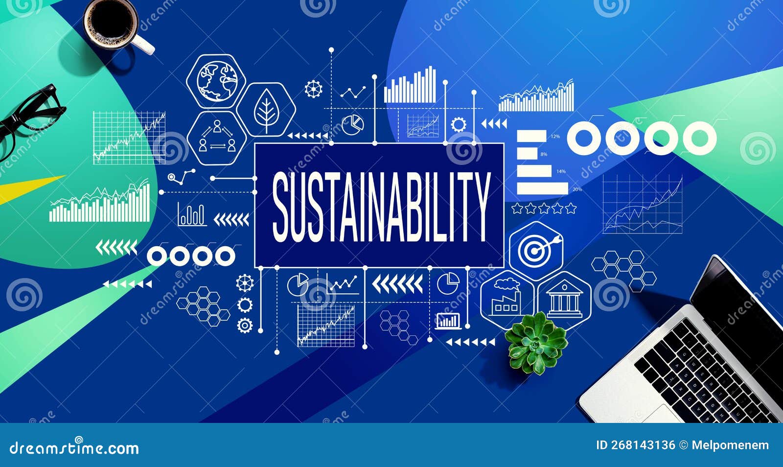 Sustainability Theme with Laptop Computer Stock Photo - Image of ...
