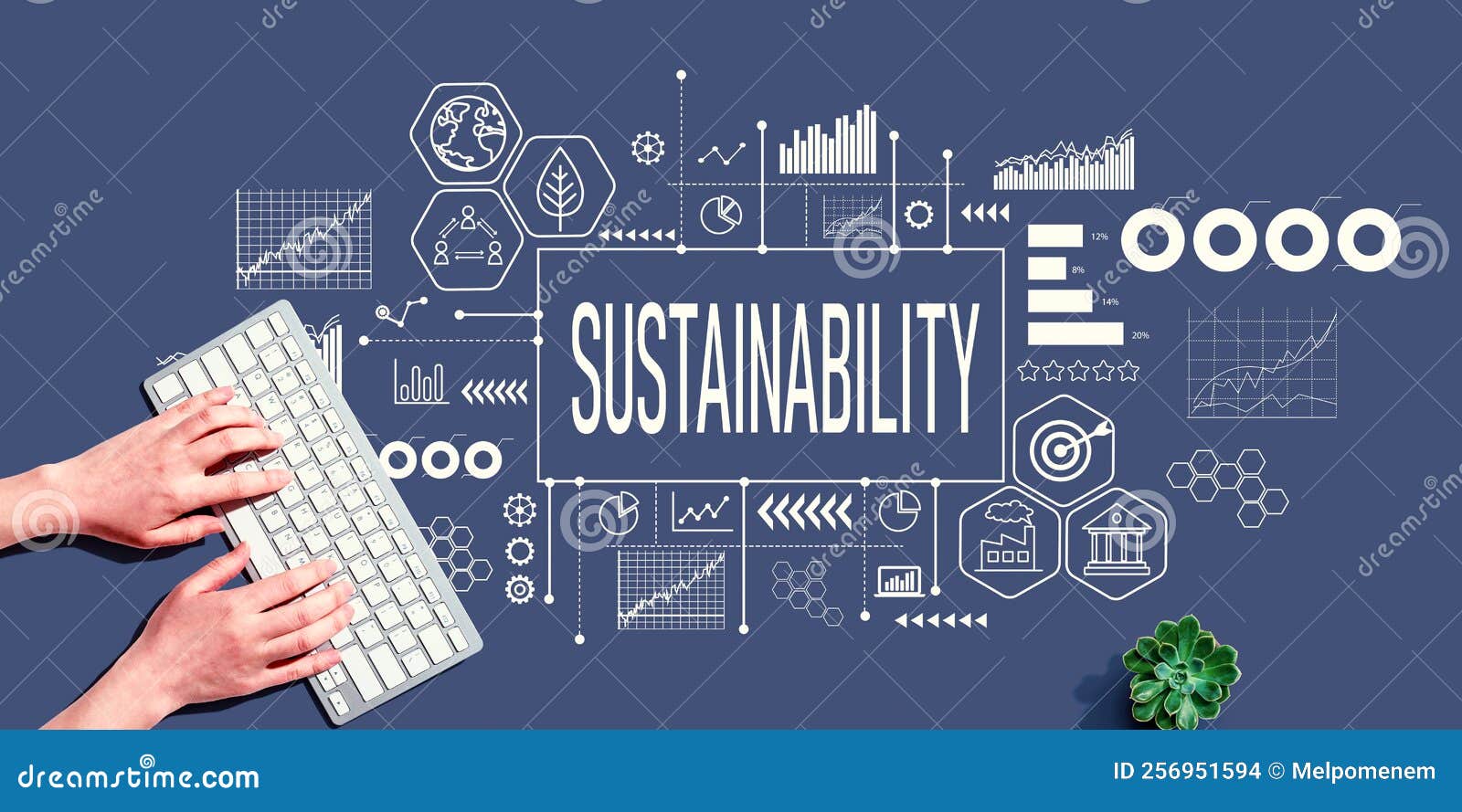 Sustainability Theme with Person Using Pc Keyboard Stock Photo - Image ...