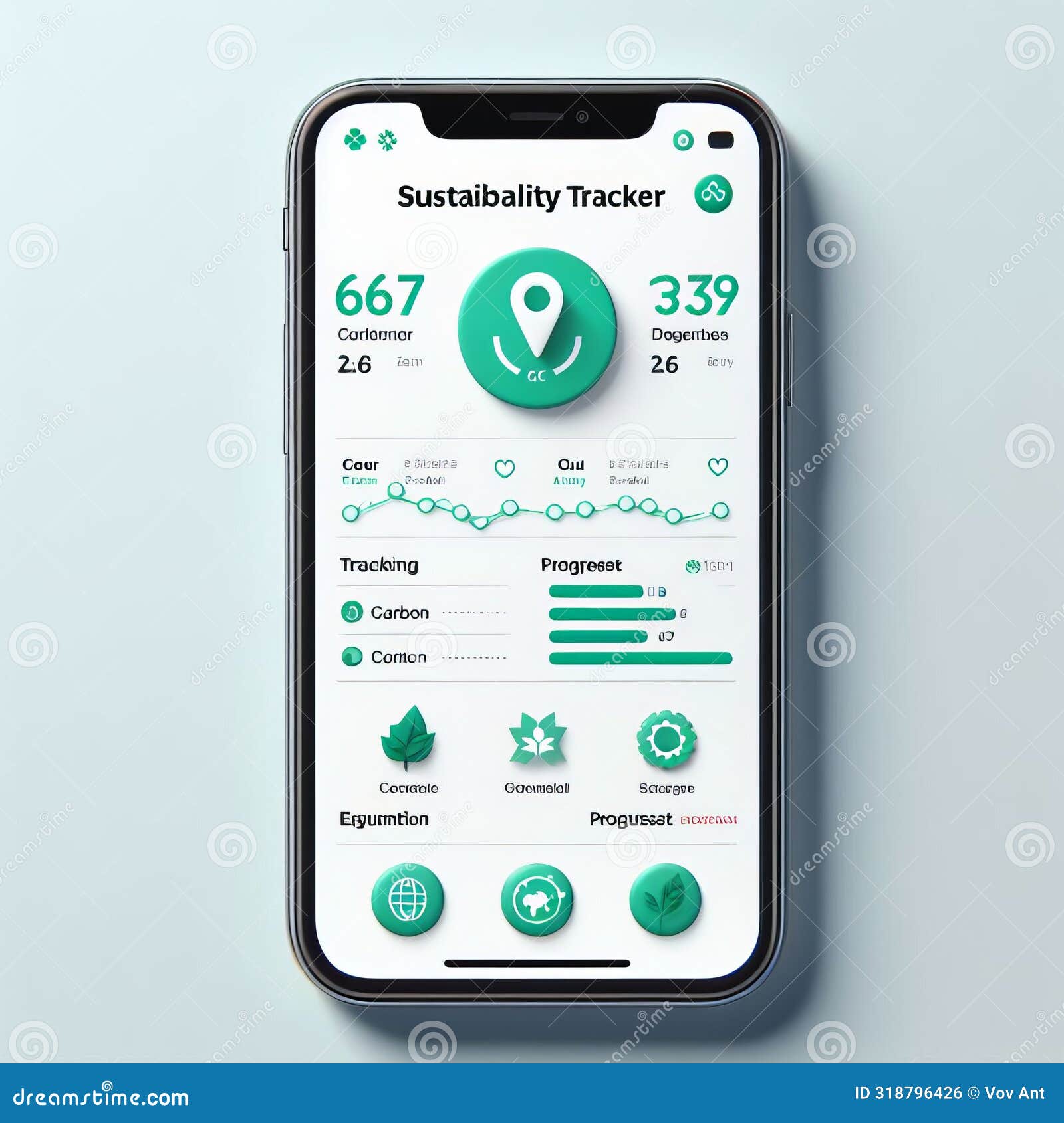 Sustainability Tracker App Interface with Carbon Footprint Calc Stock ...