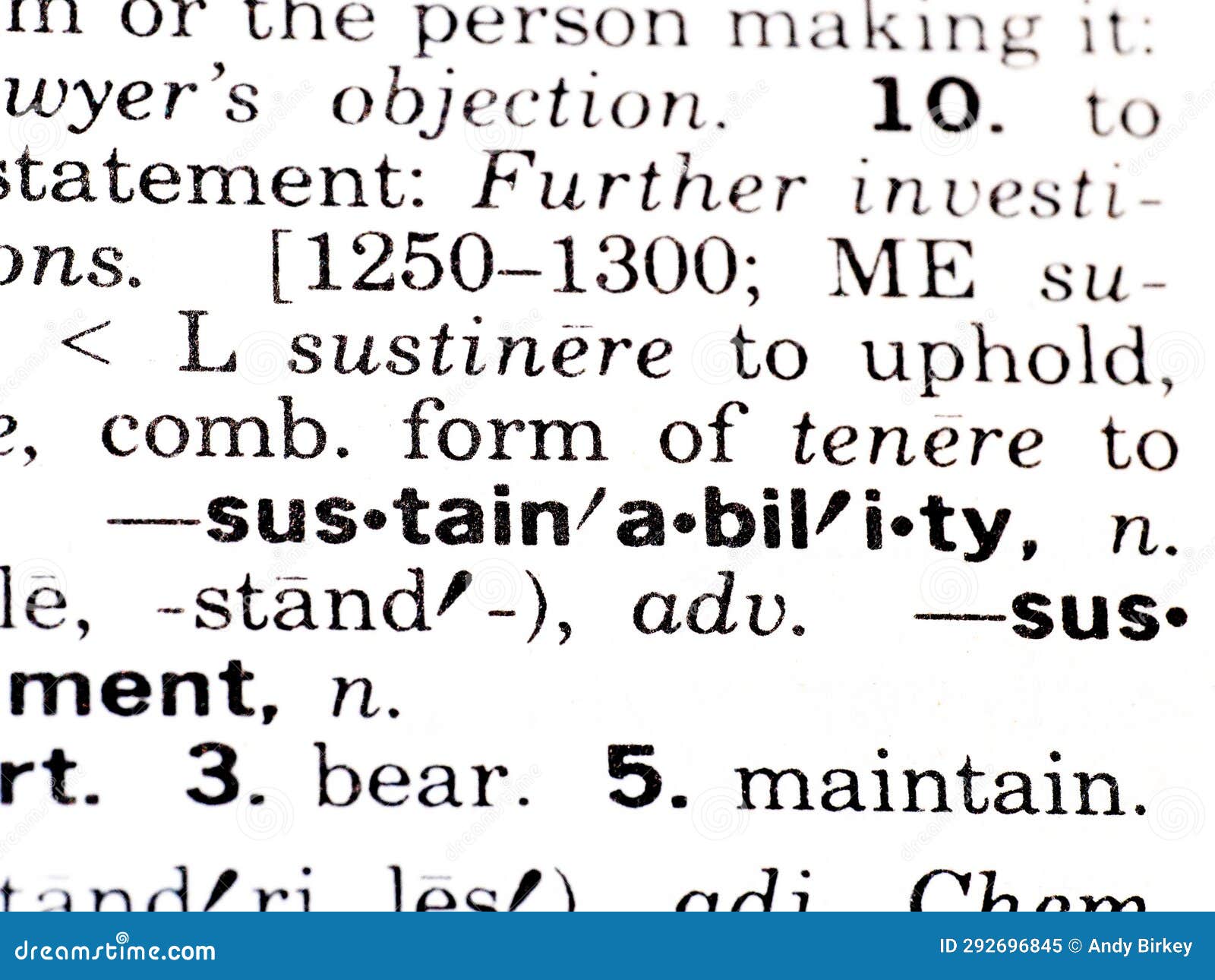 Closeup of the Word Sustainability in the Dictionary Stock Image ...