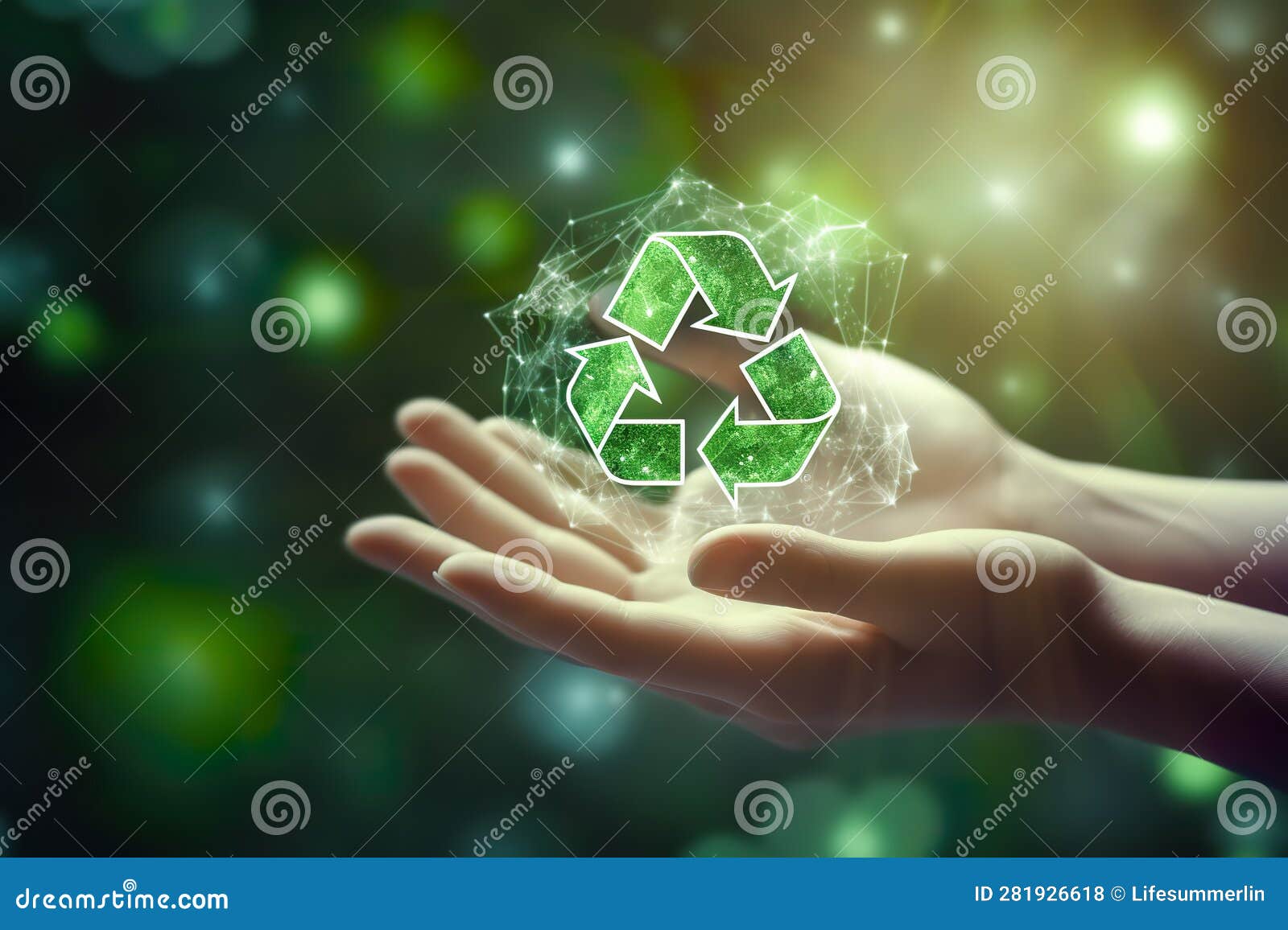 Sustainable Actions: Recycling Symbol in Human Hands. Stock ...