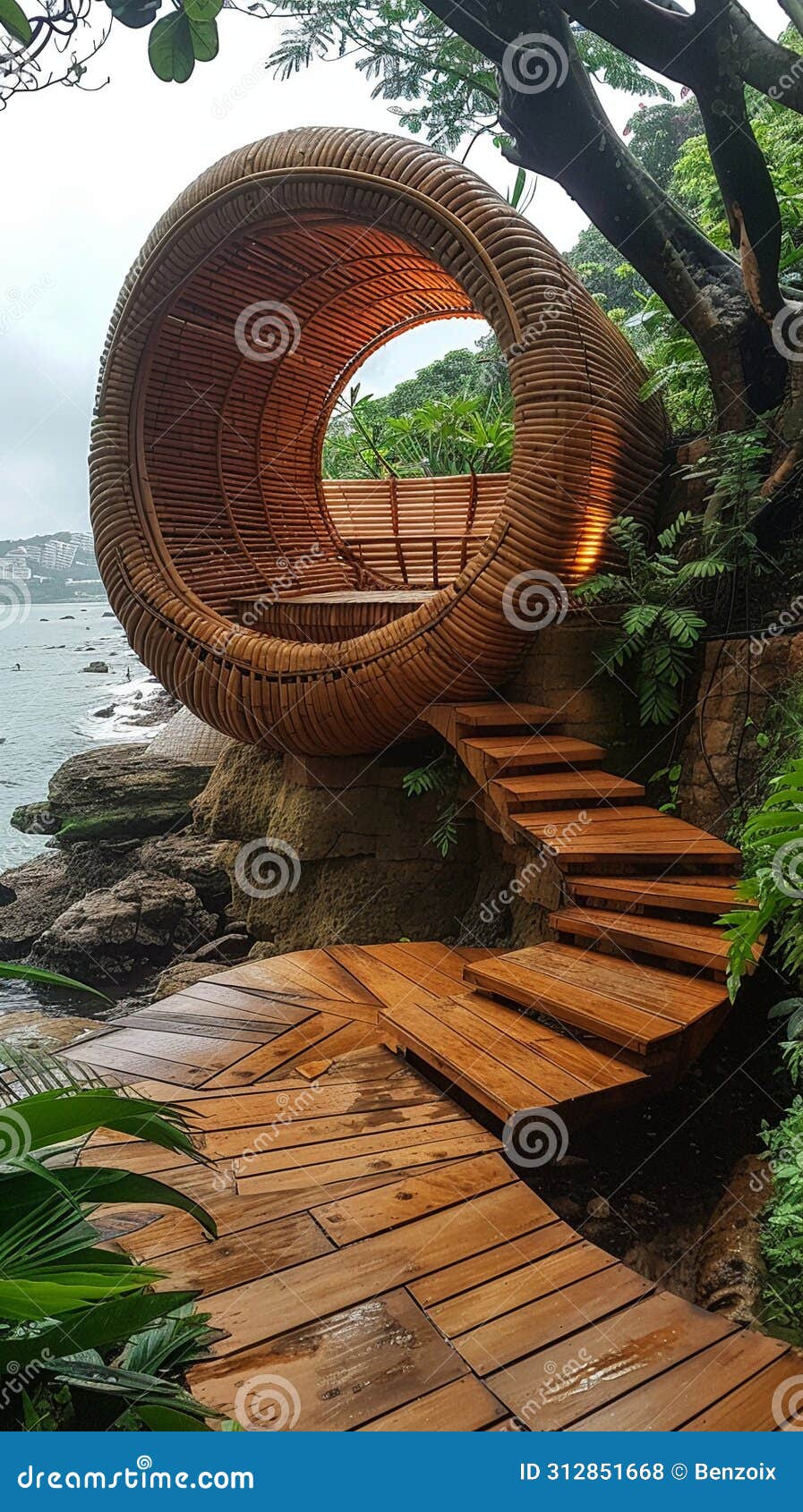 Sustainable Bamboo Pod Structure in Natural Setting Stock Photo - Image ...