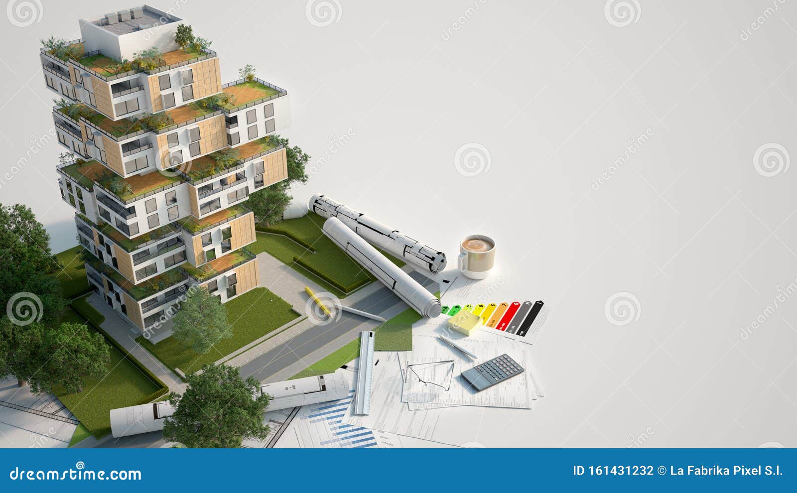 Sustainable Building Mock Up Stock Illustration - Illustration of ...