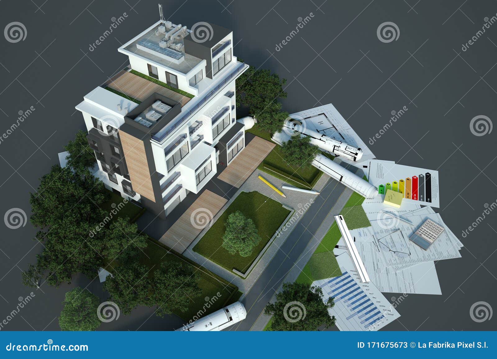 Sustainable Building Mock Up Stock Illustration - Illustration of ...