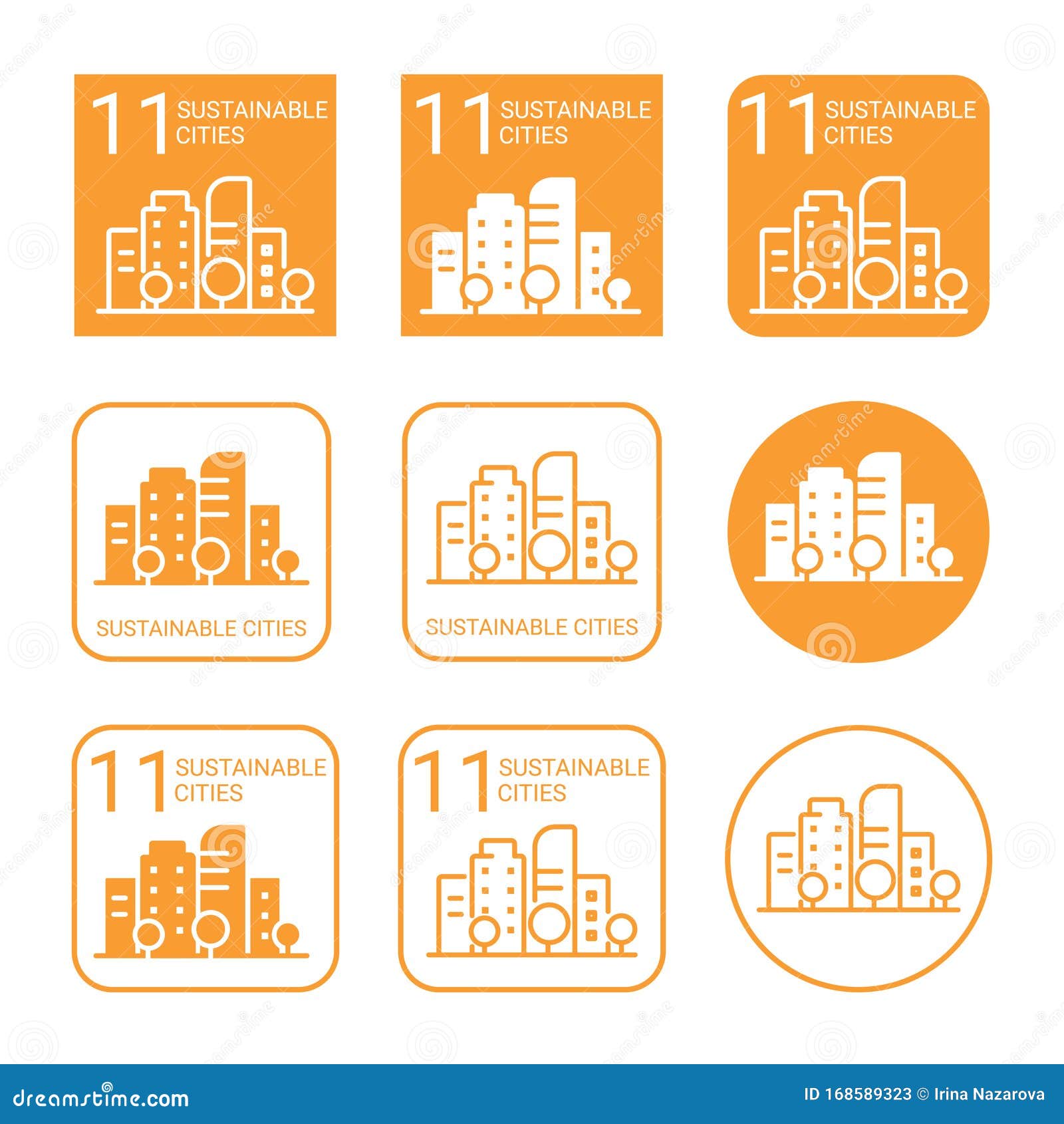 Sustainable Cities And Communities Color Icon. Creating Career And ... Sustainable Cities And Communities Color Icon. Creating Career And ...