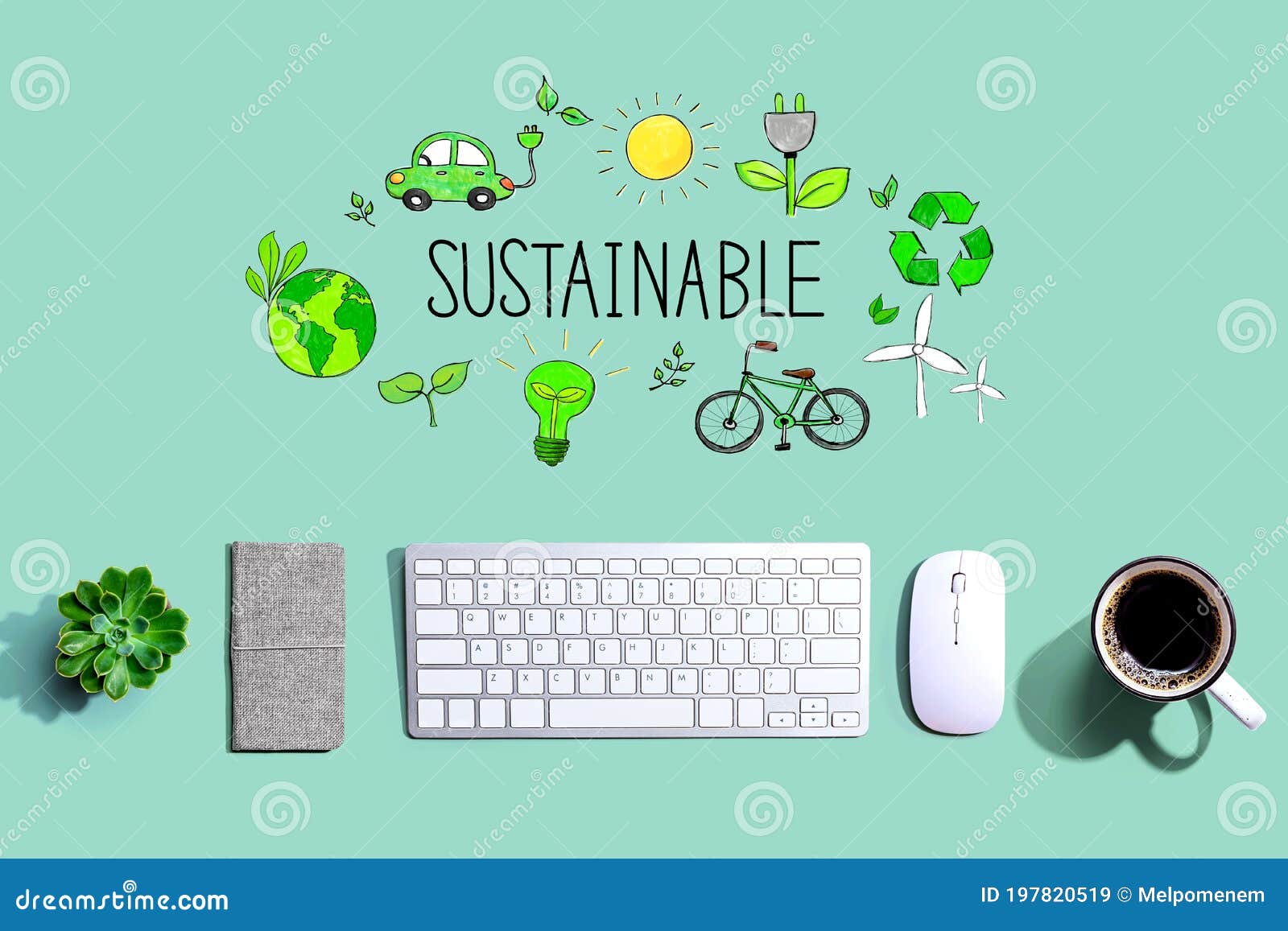 Sustainable with a Computer Keyboard Stock Image - Image of keyboard ...
