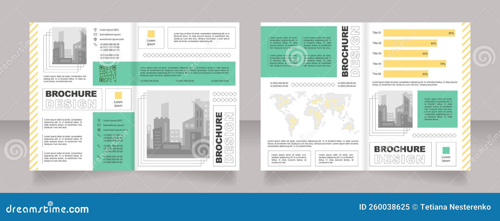 Sustainable Development Bifold Brochure Template Design Stock Vector ...