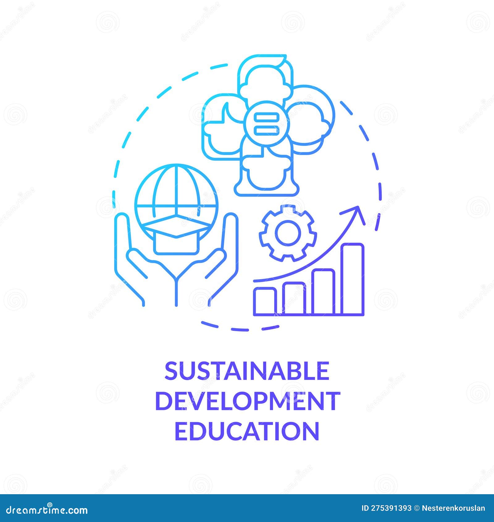 Sustainable Development Education Blue Gradient Concept Icon Stock ...