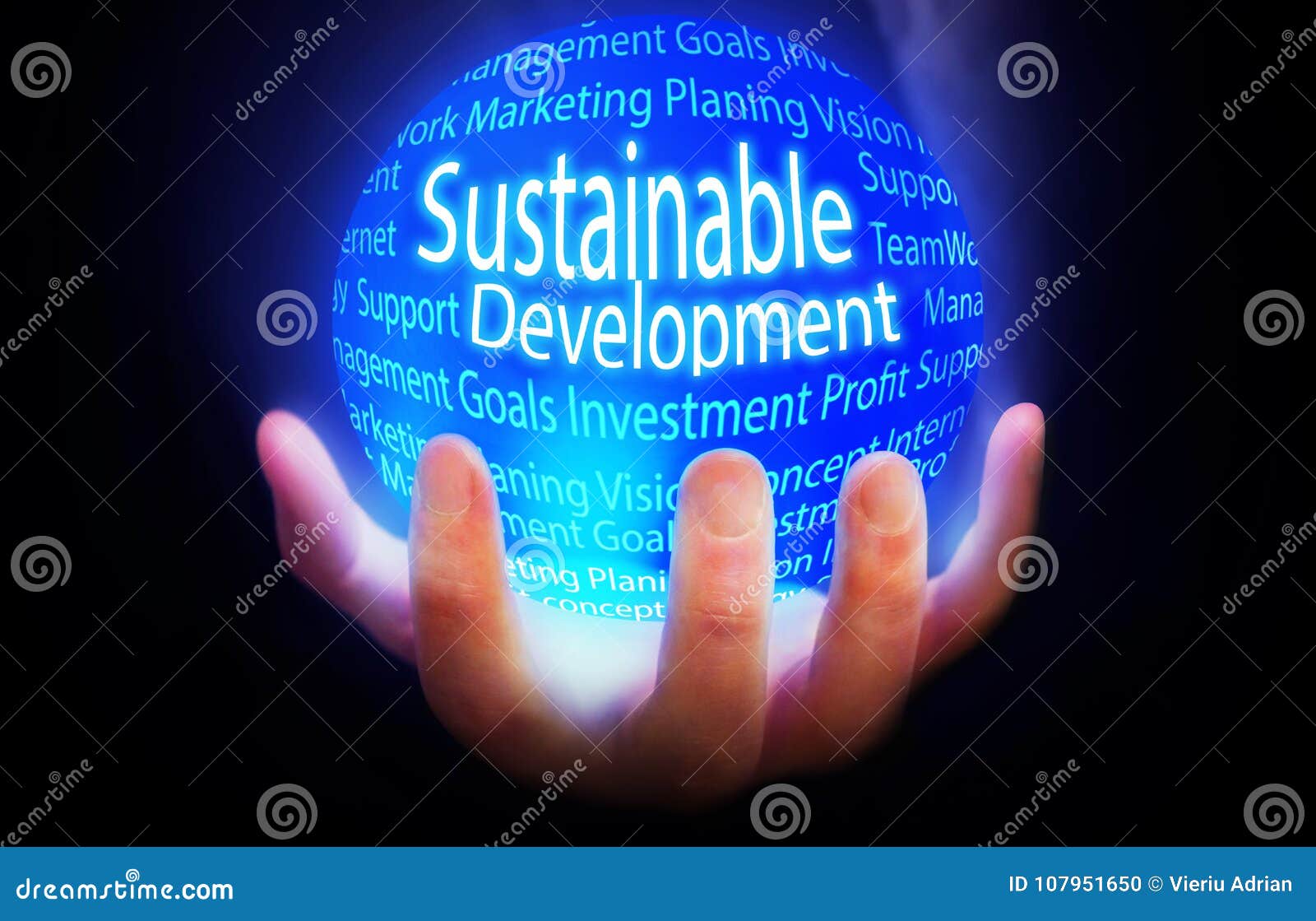 Sustainable Development Blue Background Plan Stock Illustration ...