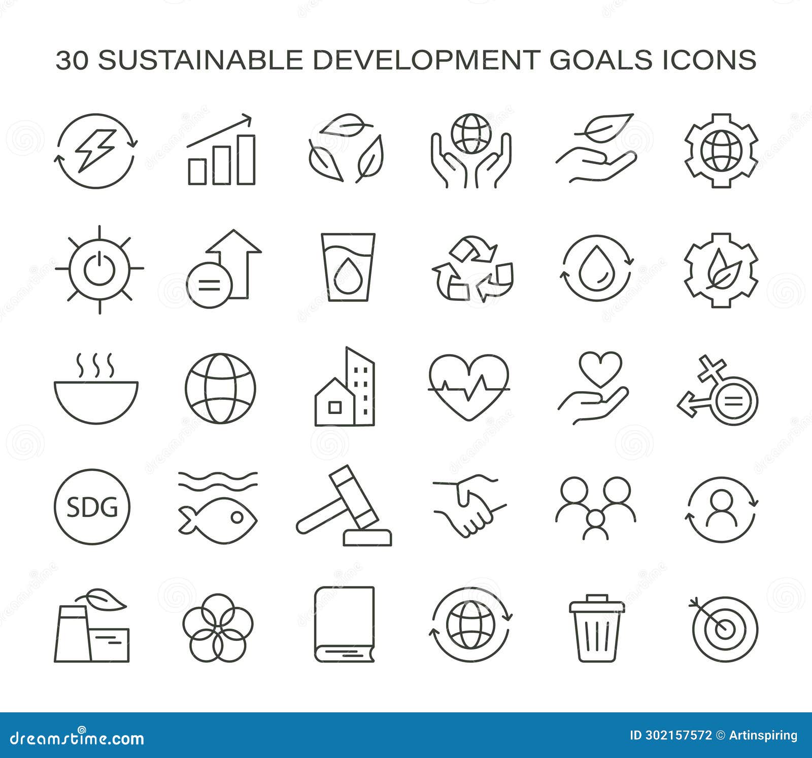 Sustainable Development Goals Icon Set. Global Objectives Visual Guide ...