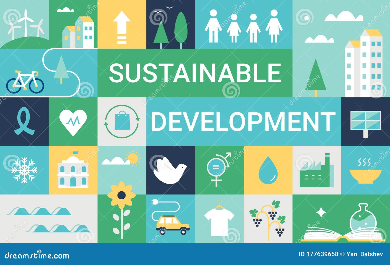 Sustainable Development Goals and Living Implementation. Concept Vector ... Sustainable Development Goals and Living Implementation. Concept Vector ...