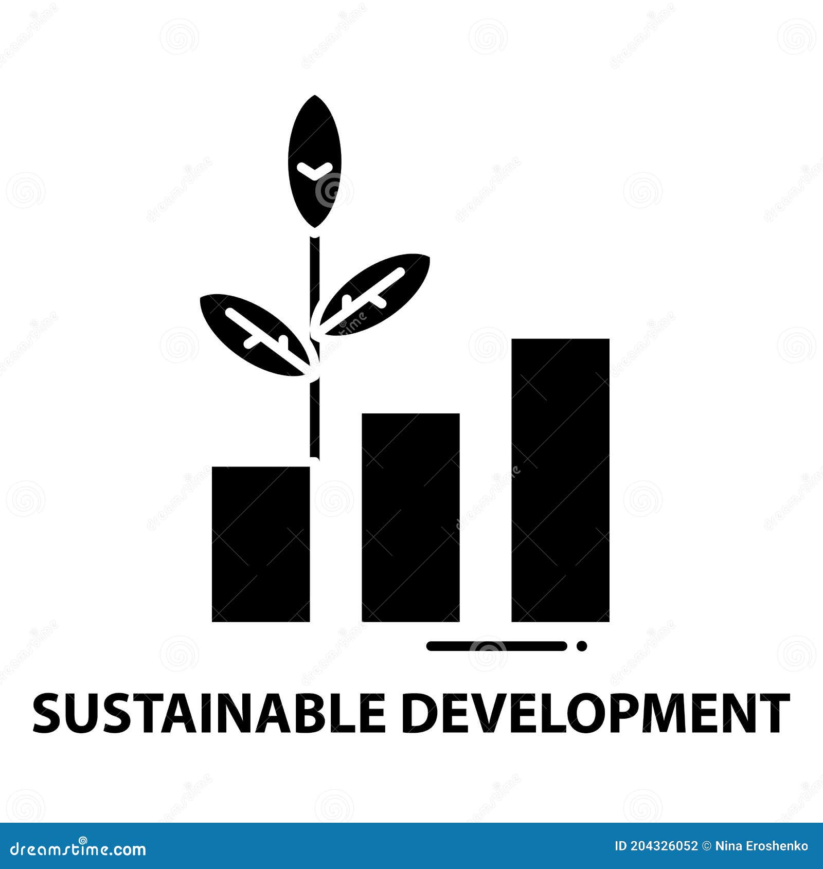 Sustainable Development Icon, Black Vector Sign with Editable Strokes ...