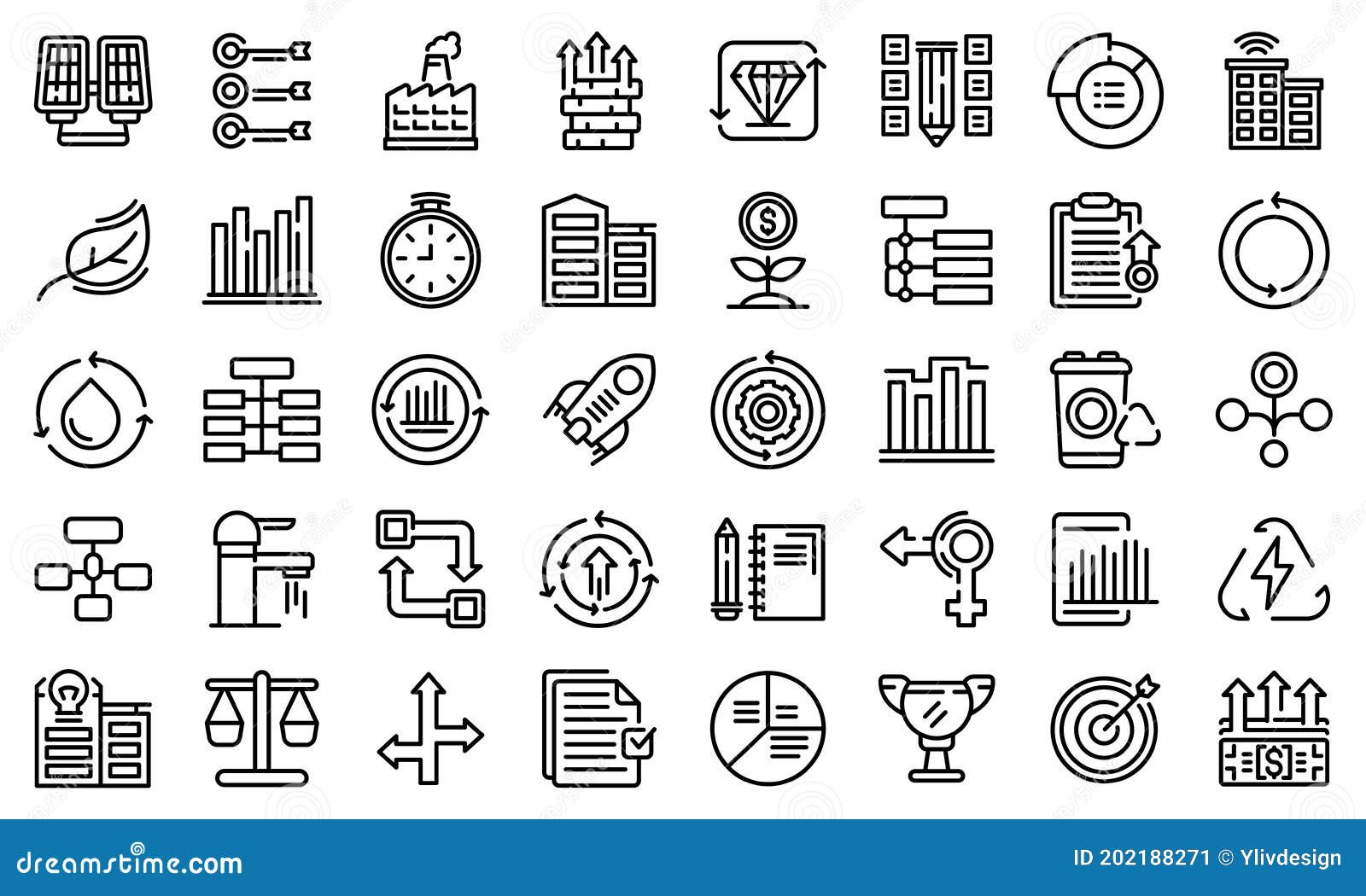 Sustainable Development Icons Set, Outline Style Stock Vector ...