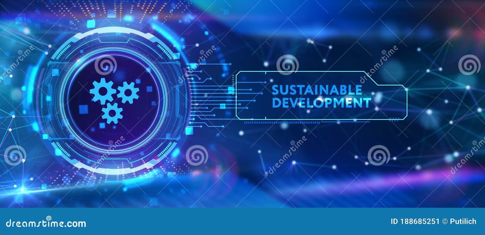 SUSTAINABLE DEVELOPMENT Inscription, Cloud Technology Concept. Business ...