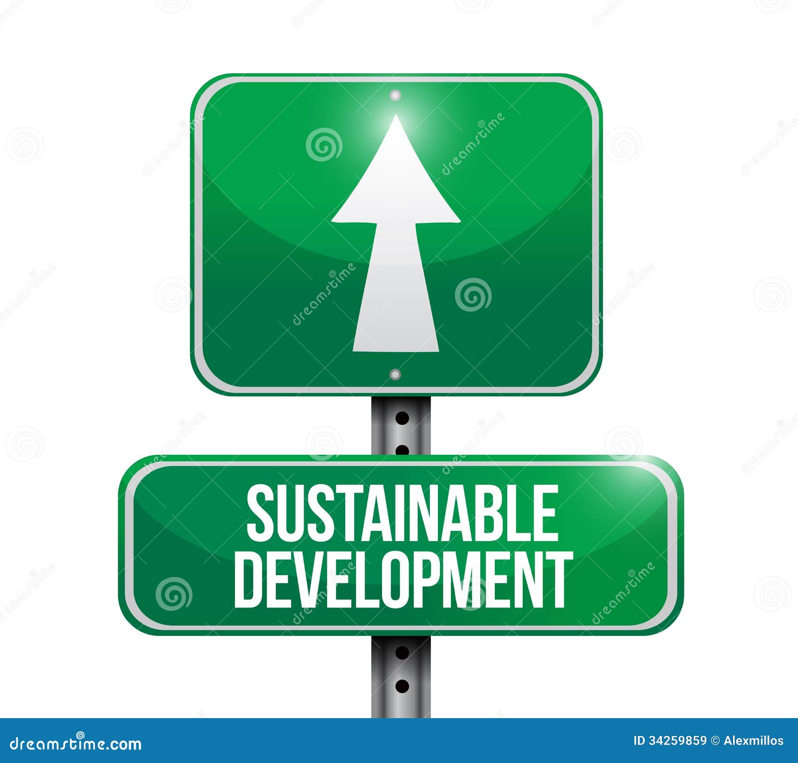 Sustainable Development Road Sign Illustration Stock Illustration ...