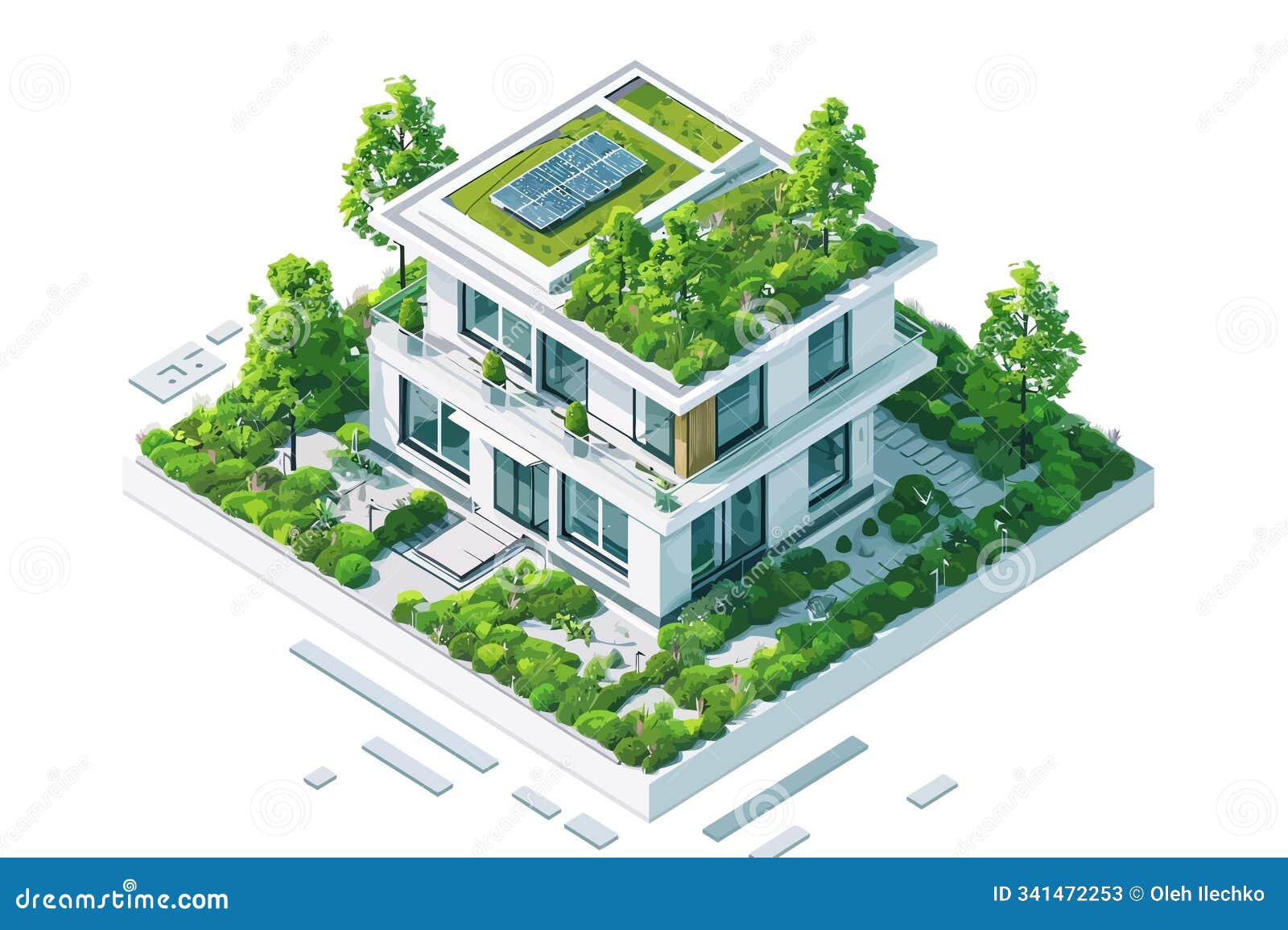 Sustainable Eco-Friendly House Isometric Model Isolated Stock ...