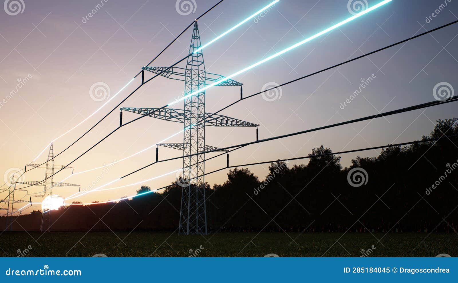 Sustainable Electricity Flows in Cables Stock Video - Video of overhead ...