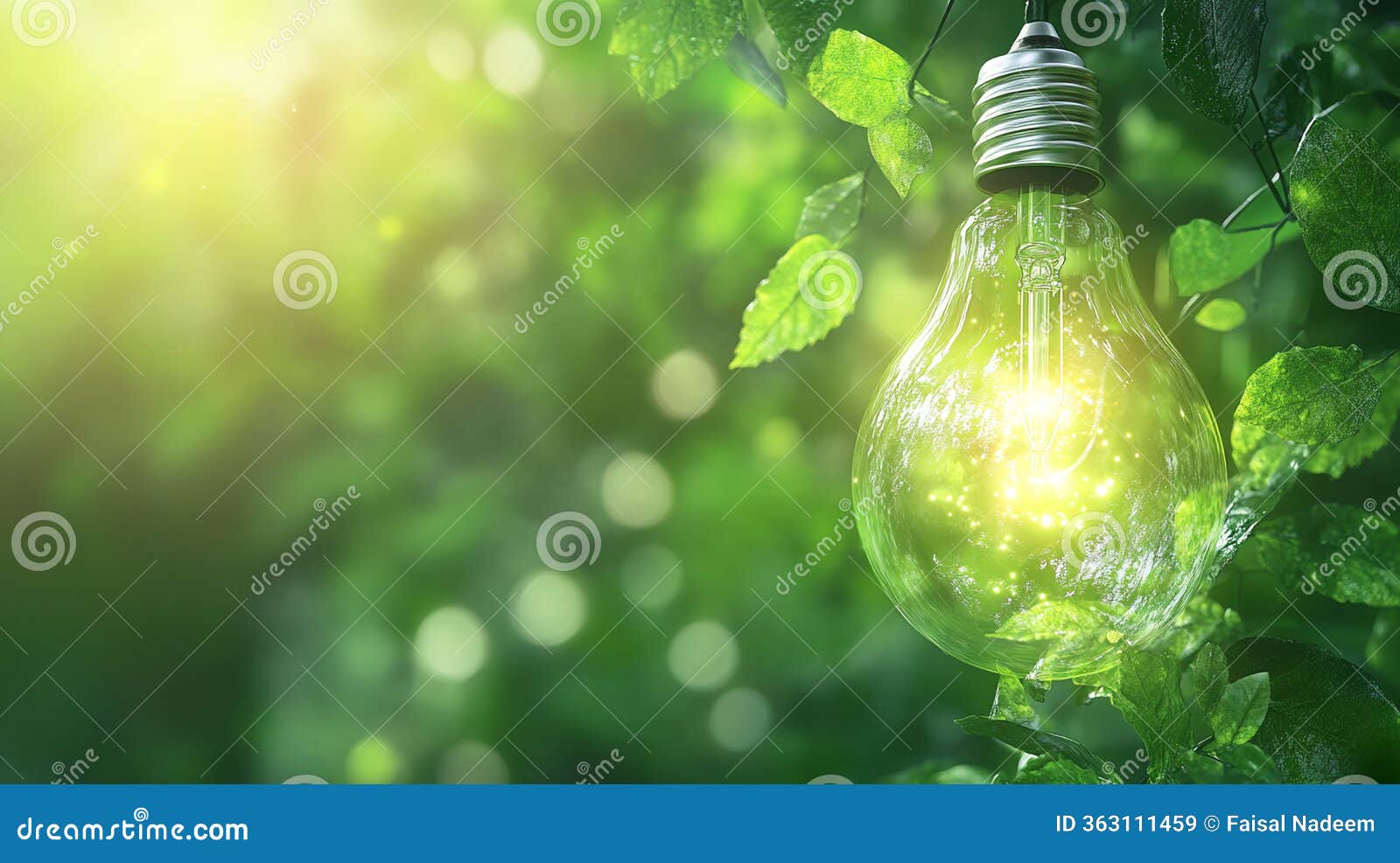 Sustainable Energy Background with Light Bulb and Environmental ...