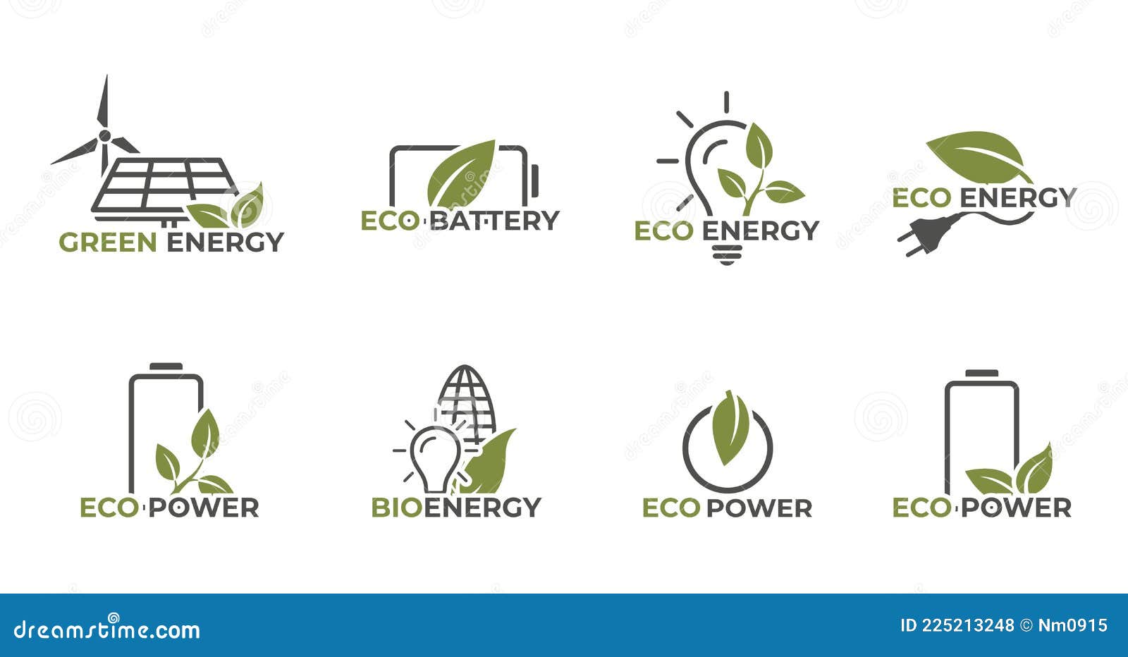 Sustainable Energy Icon Set Eco Friendly Green Technology Stock Vector Illustration Of
