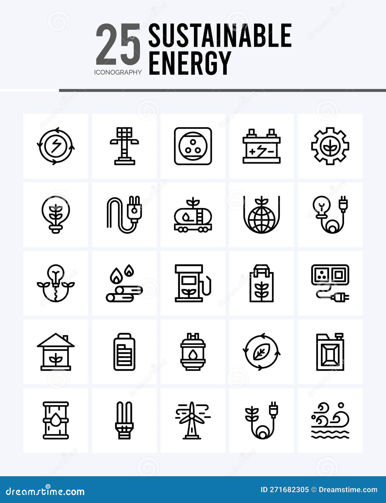 25 Sustainable Energy Outline Icons Pack Vector Illustration Stock ...