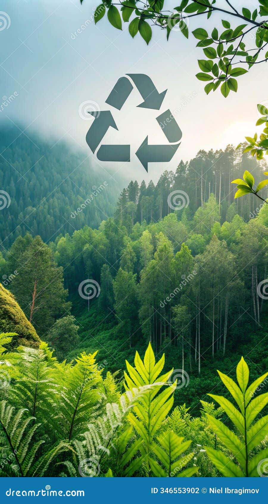Sustainable Forest and Recycling Symbol Highlighting Environmental ...