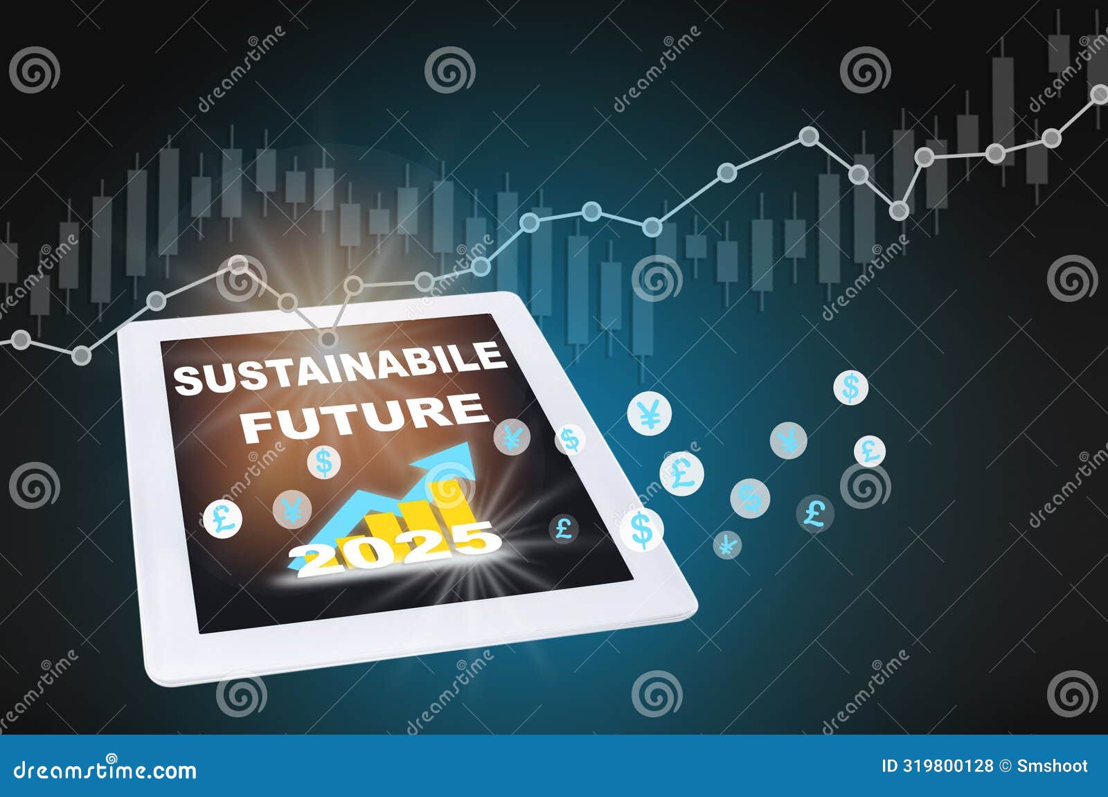 2025 Sustainable Future and Growth Graph on Computer Tablet Stock Photo ...