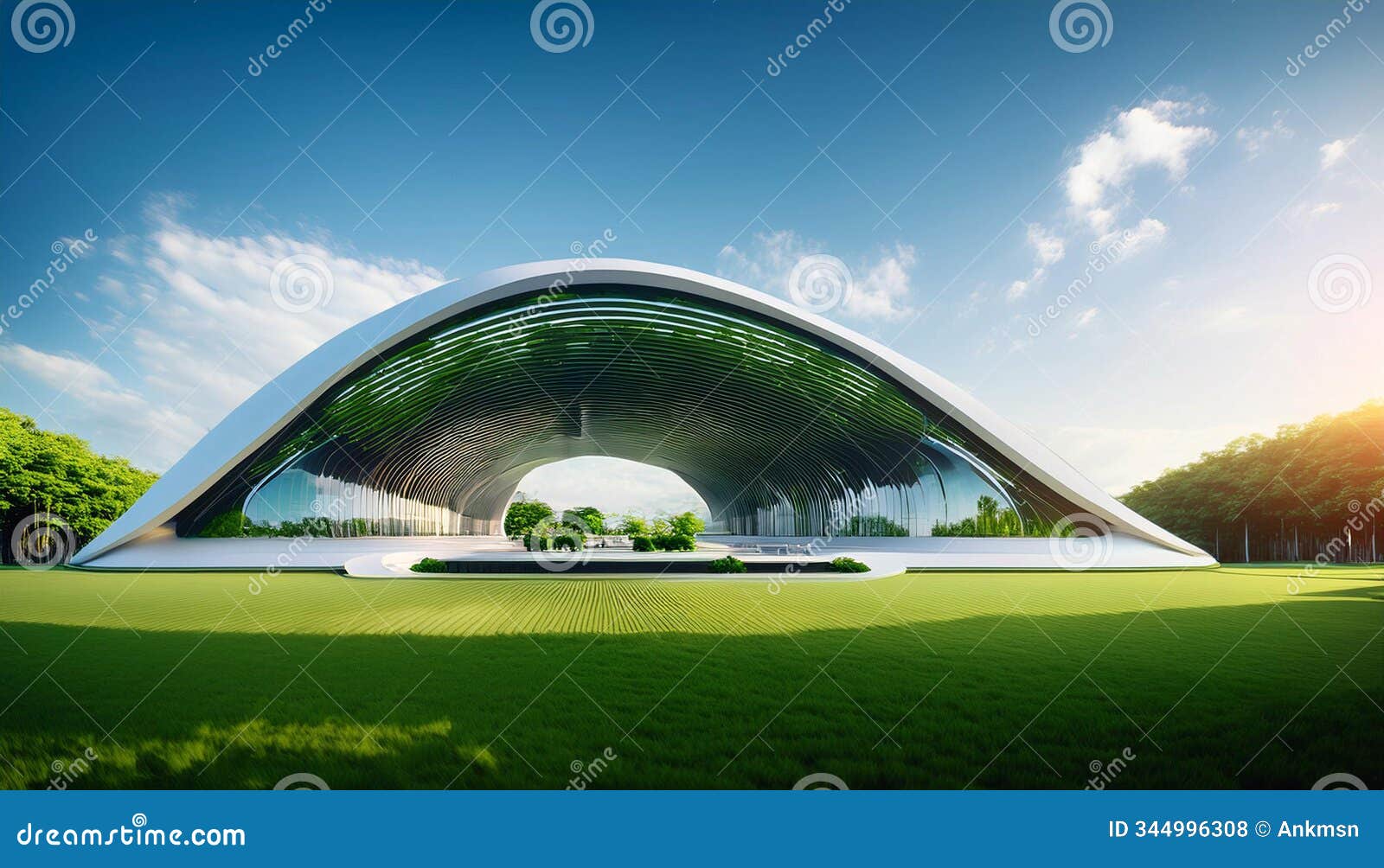 Sustainable Futuristic Architecture with Innovative Design Stock Illustration - Illustration of ...