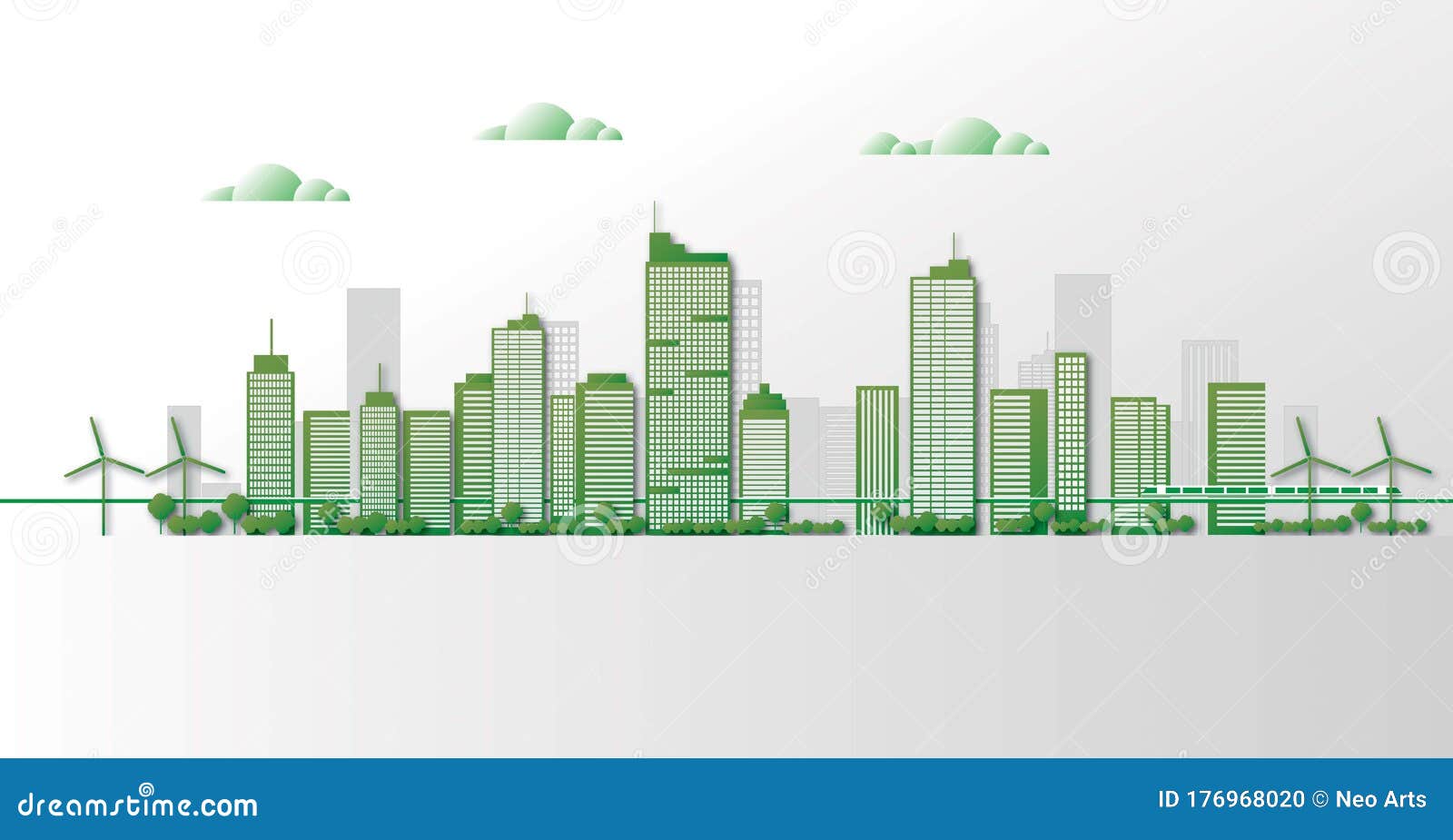 Sustainable Green City Illustration Stock Illustration - Illustration ...