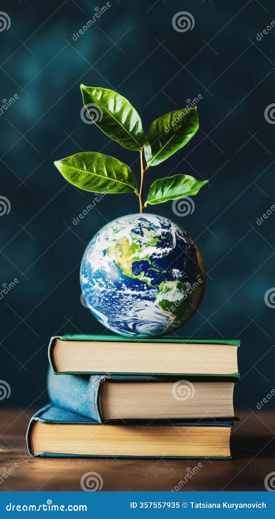Sustainable Growth Concept with Earth and Books, Symbolizing Knowledge ...