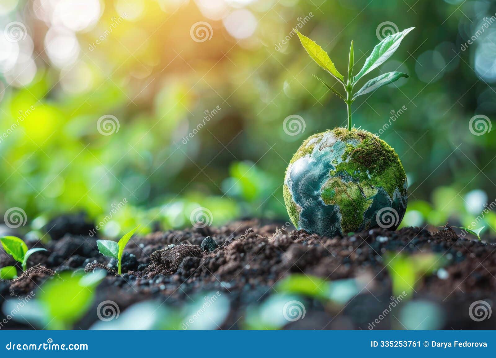 Sustainable Growth: Small Plant Emerging from Earth Globe for Green ...