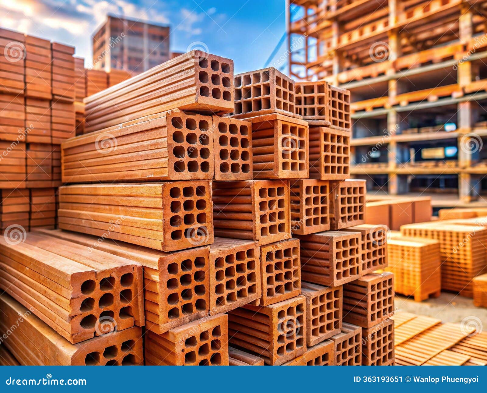 Hollow Red Clay Bricks For Construction Isolated On White Background ...