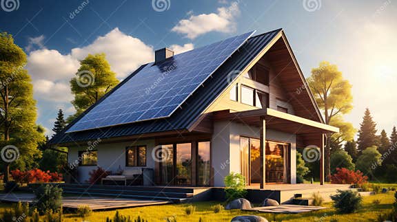 Sustainable Living House with Solar Panels on the Roof Stock ... Sustainable Living House with Solar Panels on the Roof Stock ...