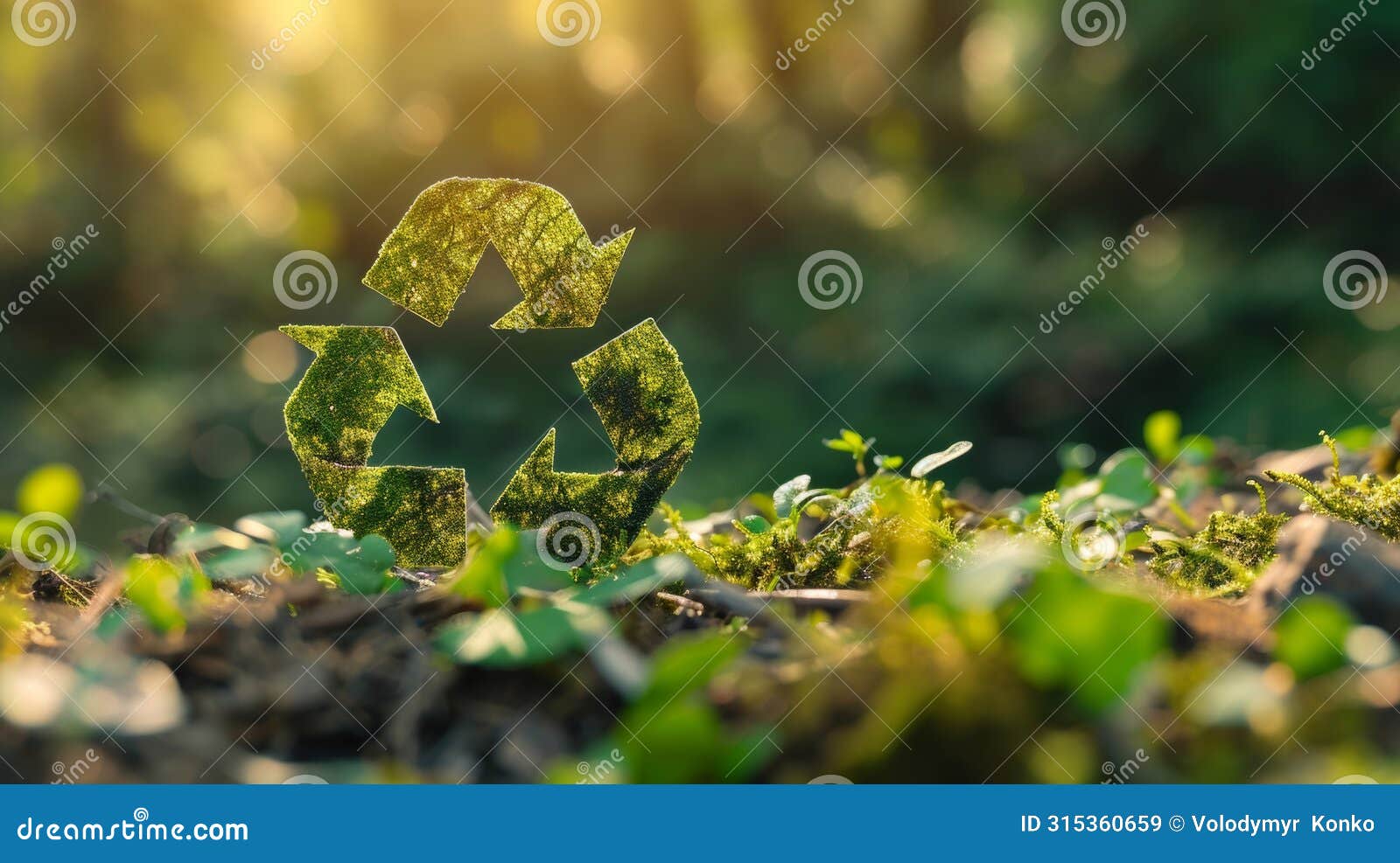 Sustainable Nature - Green Recycle Symbol in Forest Setting Stock Image ...