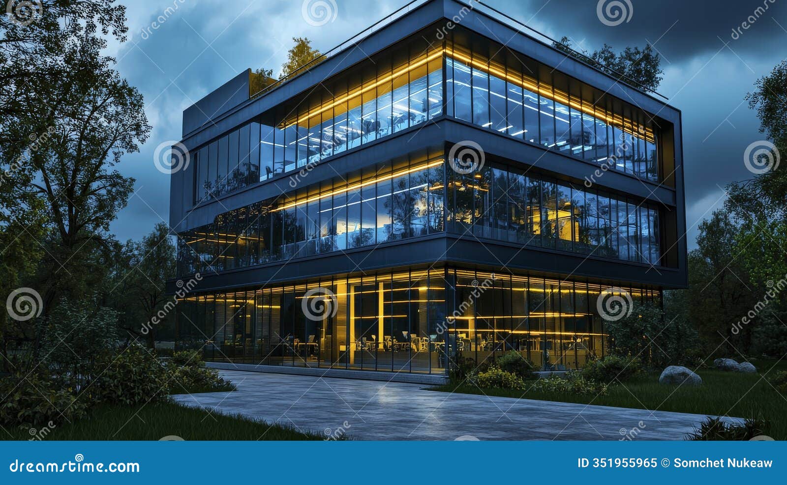 Sustainable Office Building Design Urban Setting Architectural Concept ...