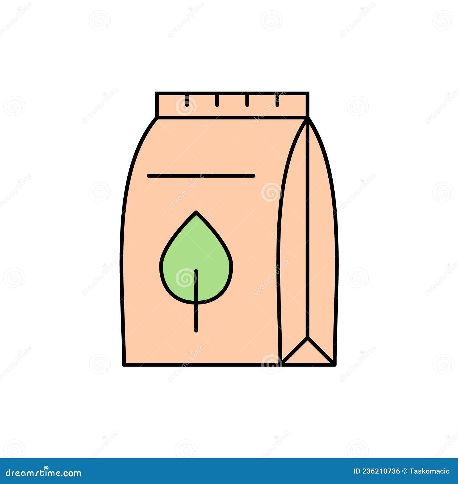 Sustainable Packaging Concept. Paper Bag with a Leaf. Biodegradable ...