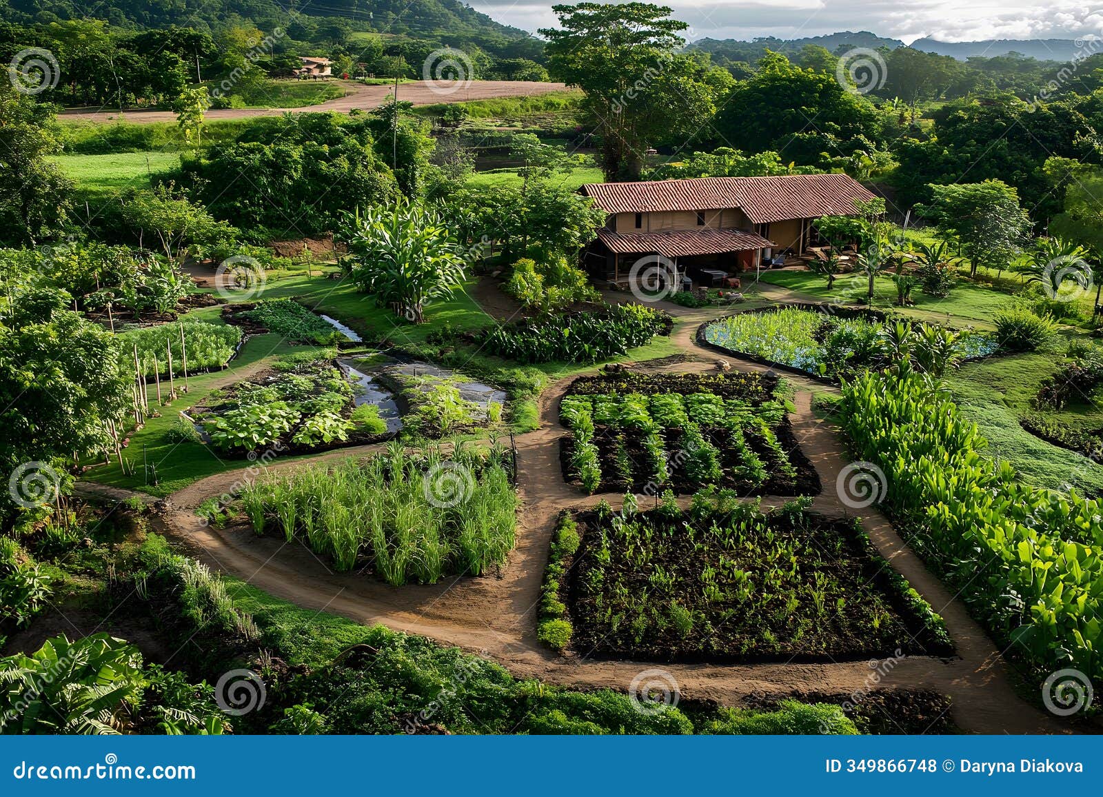 Sustainable Permaculture Farm from Above: Integrated Design Stock ...