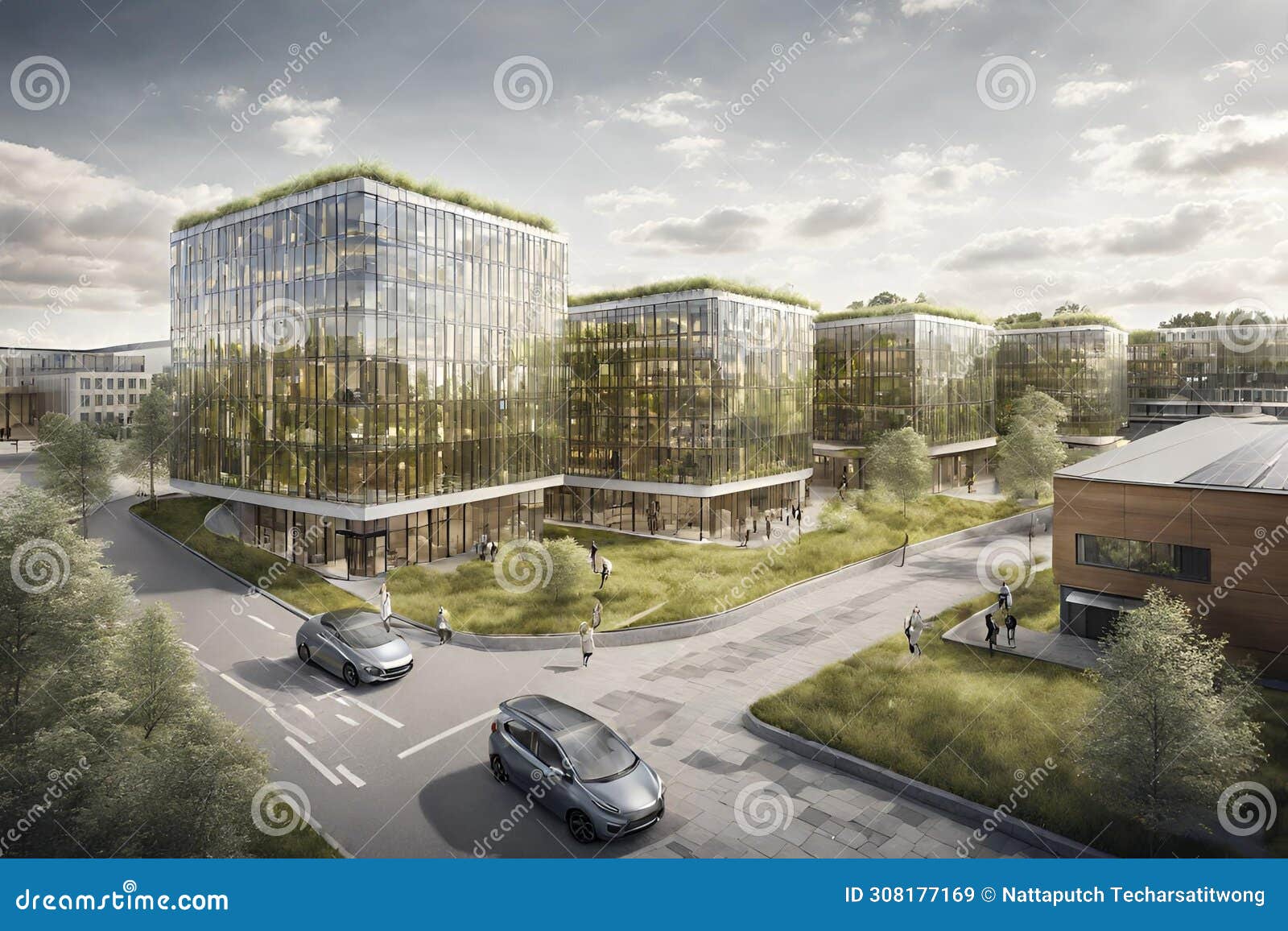 Sustainable Smart Office Buildings Stock Image - Image of balcony ...