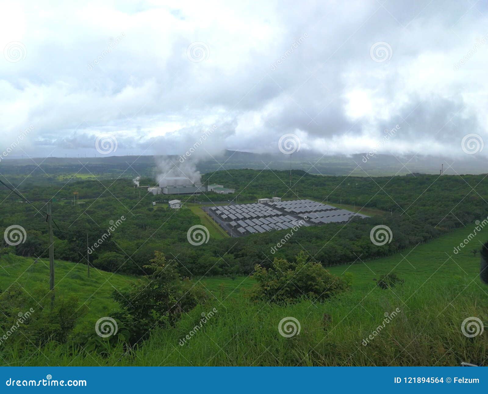Geothermal Energy and Solar Panels System. Costa Rica Stock Photo ...