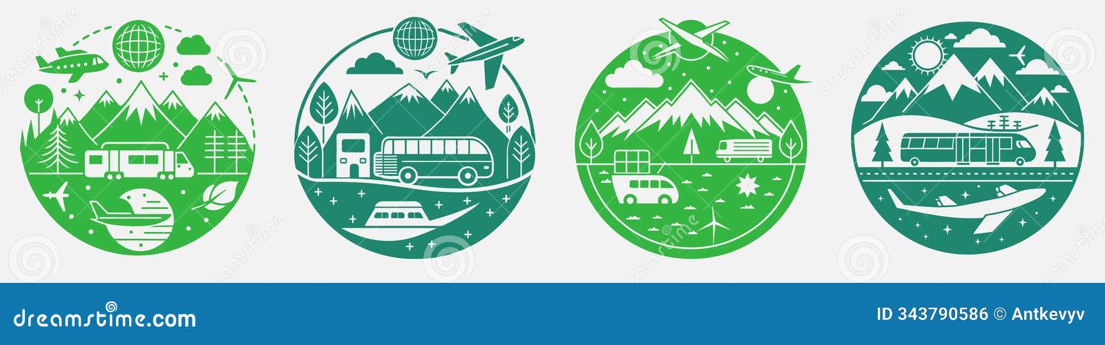 Sustainable Transportation Green Theme Collection Stock Vector ...